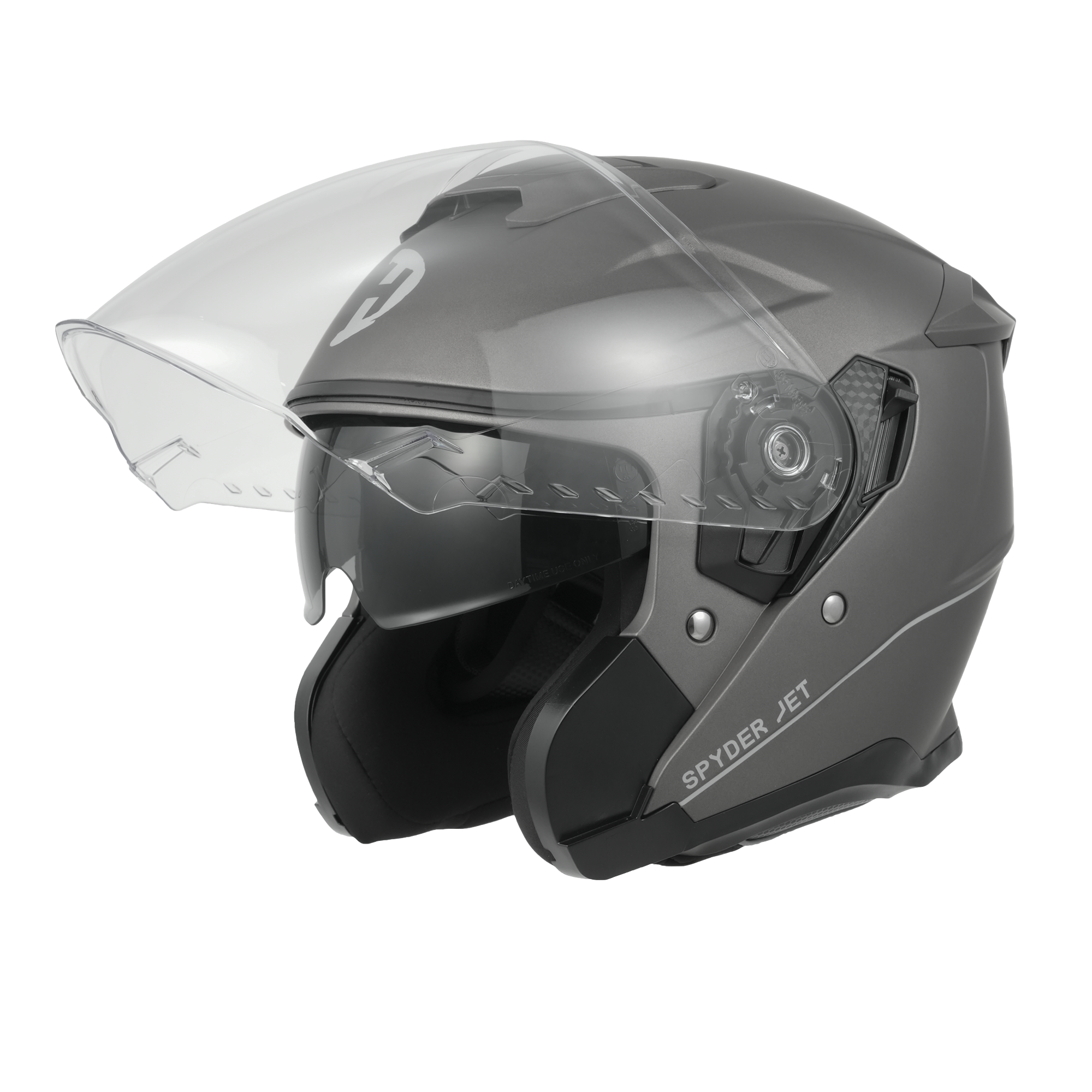 D.O.T. & ECE Daytona Spyder Jet Helmet - Gun Metal Grey Dull Metallic ...