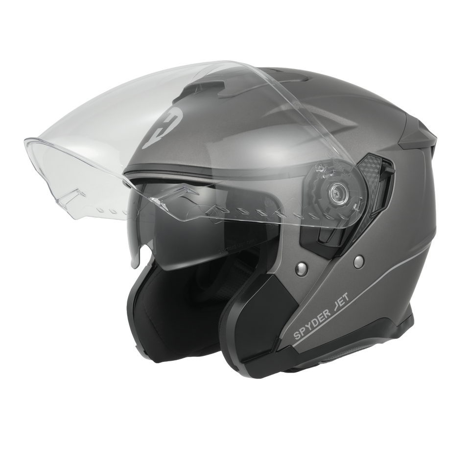 D.O.T. & ECE Daytona Spyder Jet Helmet - Gun Metal Grey Dull Metallic ...
